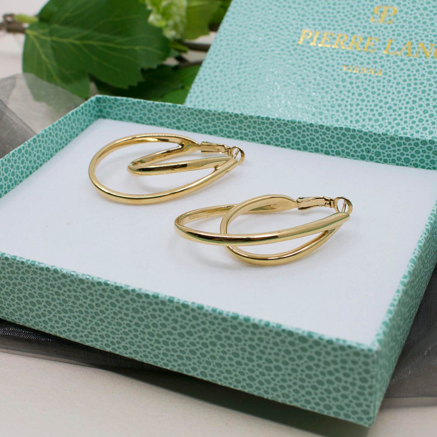 Goldene Doppel-Creole von Pierre Lang inkl. OVP - Es Glitzert